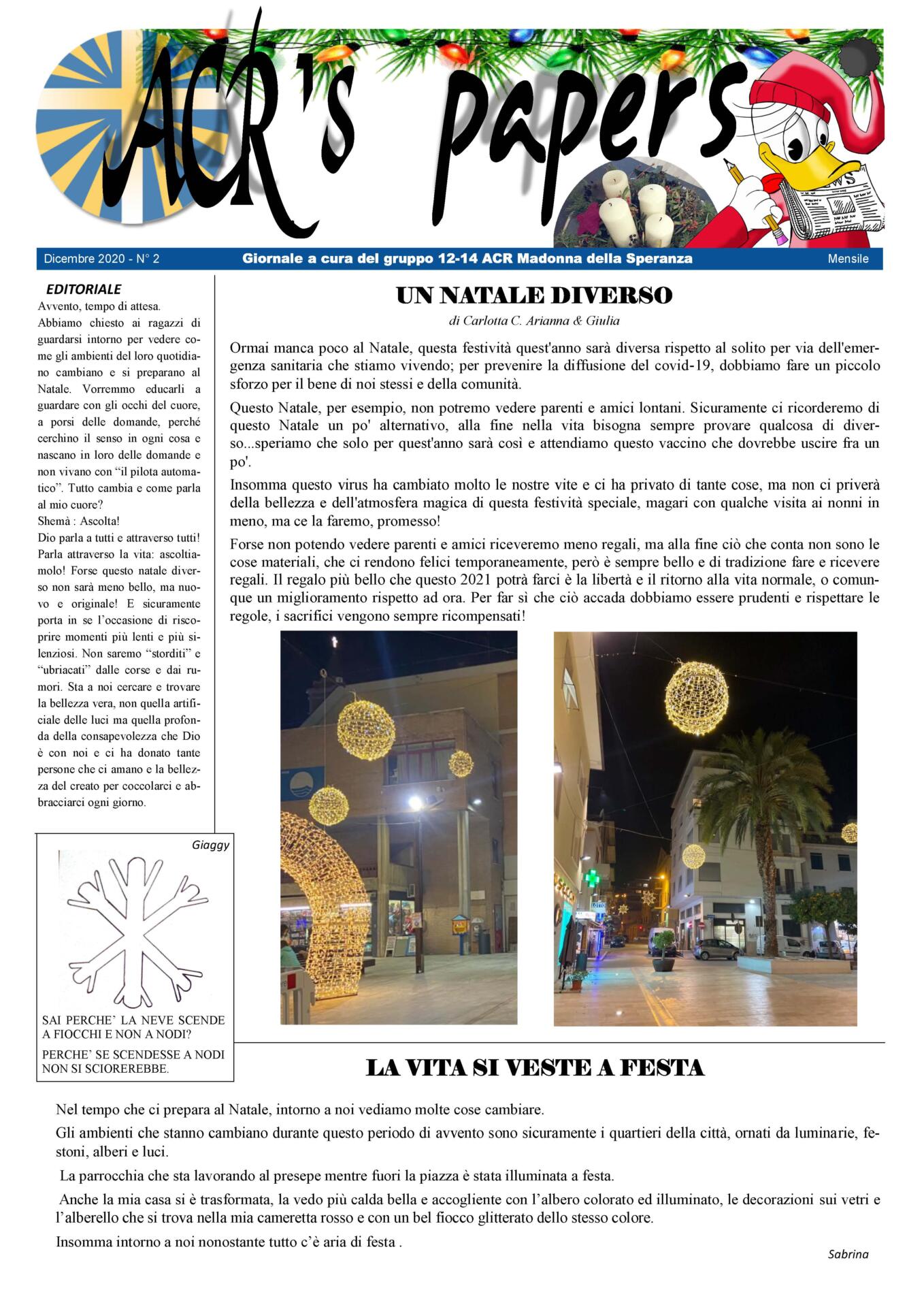 ACR PAPER’S | dicembre 2020 | Parrocchia Madonna della Speranza